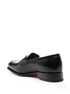 Santoni Leather Penny Loafers - Black