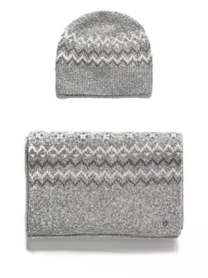 Guess Zigzag Beanie Set - Grey