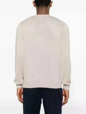 Canali Cotton Crew-neck Sweater - Neutrals