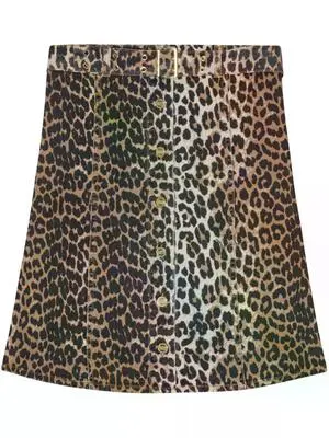 GANNI Leopard-print Strapless Top - Brown
