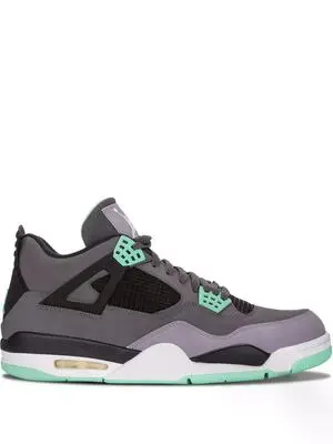 JORDAN 4 Retro Green Glow Sneakers - Grey