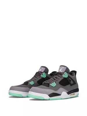 JORDAN 4 Retro Green Glow Sneakers - Grey