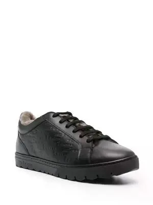 Kiton Calf Leather Embossed Logo Sneakers