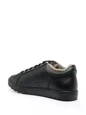 Kiton Calf Leather Embossed Logo Sneakers
