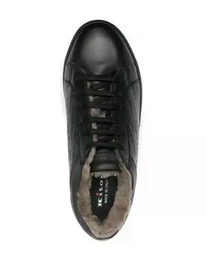 Kiton Calf Leather Embossed Logo Sneakers