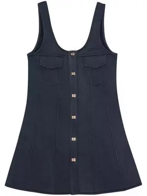 GANNI Button-fastening Mini Dress - Blue
