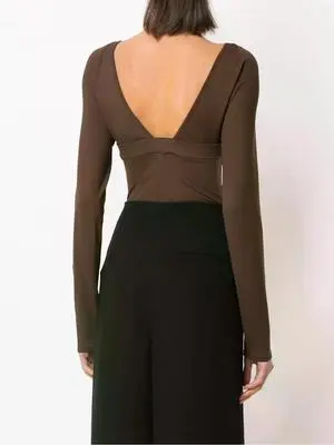 AMIR SLAMA Long Sleeved Bodysuit - Brown