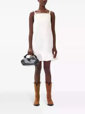 GANNI Flared-hem Satin Mini Dress