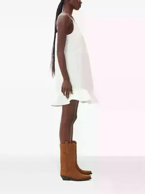 GANNI Flared-hem Satin Mini Dress