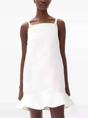 GANNI Flared-hem Satin Mini Dress