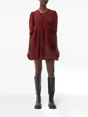 GANNI Gingham-print Mini Wrap Dress