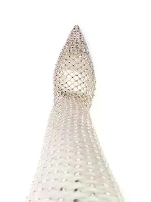 LE SILLA Gilda 120mm Rhinestone Fishnet Boots - Gold