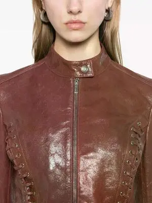 Blumarine Cracked-effect Leather Jacket