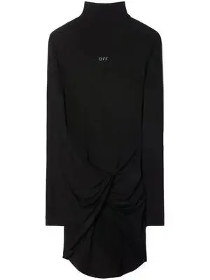 Off-White Twist-detail Long-sleeve Minidress - Black