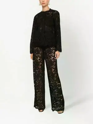 Dolce & Gabbana Floral-lace Single-breasted Jacket