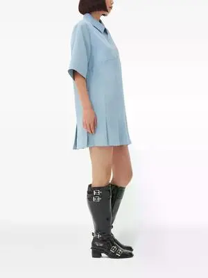 GANNI Pleated Twill Mini Dress
