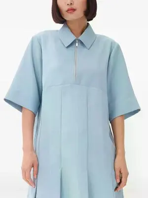 GANNI Pleated Twill Mini Dress