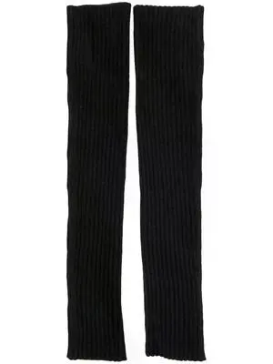 Cashmere In Love Lala Ribbed Knit Arm Warmers - Black