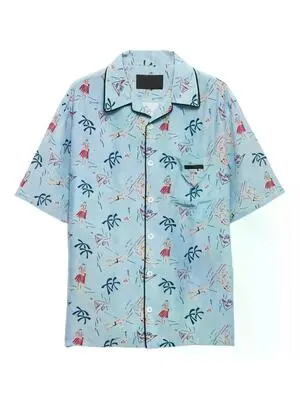 Prada Graphic-print Bowling Shirt - Blue