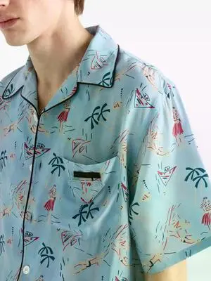 Prada Graphic-print Bowling Shirt - Blue