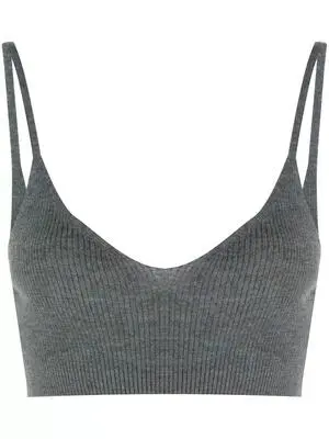 Cashmere In Love Ribbed-knit Cropped Top - Grey