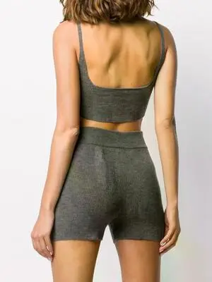 Cashmere In Love Ribbed-knit Cropped Top - Grey