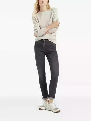 Brunello Cucinelli High-waisted Jeans With Patch Detailing - Black