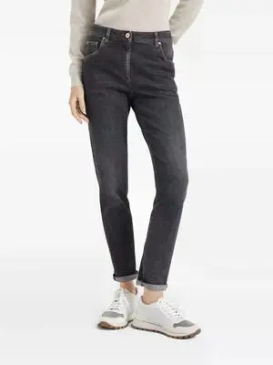 Brunello Cucinelli High-waisted Jeans With Patch Detailing - Black
