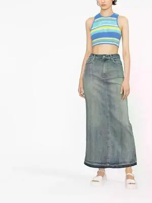 GANNI Organic Cotton Blend Denim Maxi Skirt
