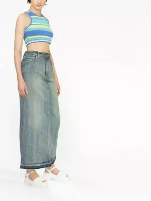 GANNI Organic Cotton Blend Denim Maxi Skirt