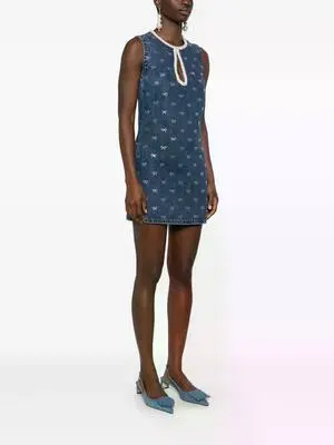 SELF-PORTRAIT Crystal-bow Denim Mini Dress