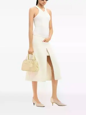 COURREGES Logo Plaque Leather Bowling Bag