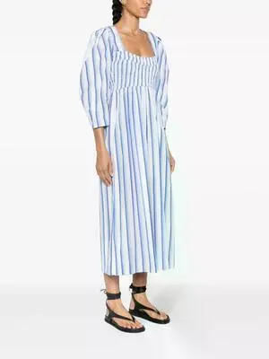 GANNI Striped Poplin Midi Dress