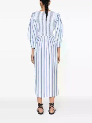 GANNI Striped Poplin Midi Dress