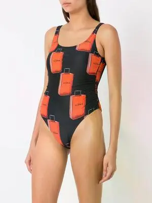 AMIR SLAMA Graphic Logo-print Swimsuit