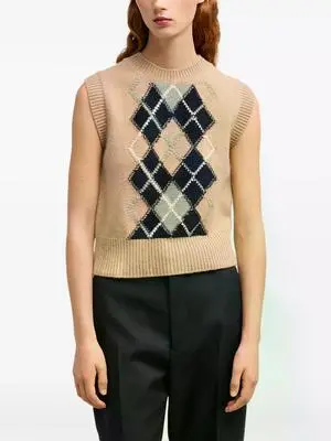 AMI Paris Check-pattern Wool-blend Vest