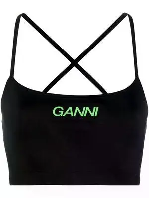 GANNI Logo-print Cropped Top