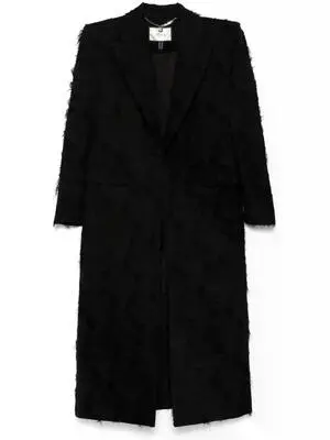 NISSA Fringed Jacquard Coat With Crystal Embellishments