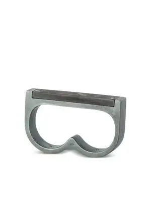 PARTS OF FOUR Plate Double Sterling Silver Ring - Black