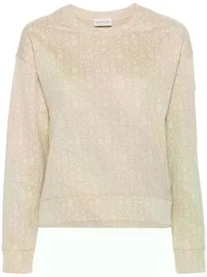 Moncler Monogram-jacquard Sweatshirt - Neutrals