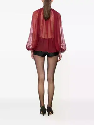 ATU BODY COUTURE Burgundy Silk Blouse With Bishop Sleeves - Red