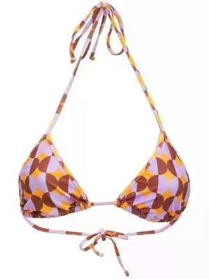 La DoubleJ Printed Triangle Bikini Top - Orange