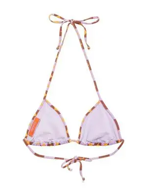 La DoubleJ Printed Triangle Bikini Top - Orange
