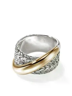 John Hardy 14kt Yellow Gold Jh Essential Crossover Ring - Silver