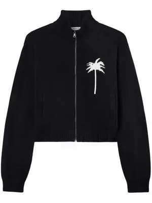 Palm Angels Palm Tree Knit Track Top - Black
