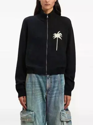 Palm Angels Palm Tree Knit Track Top - Black