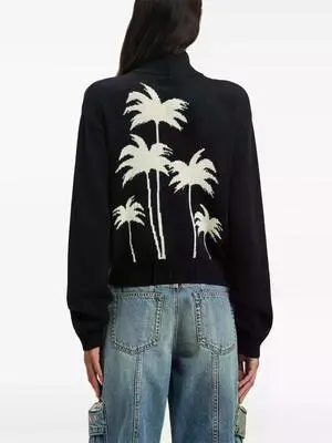 Palm Angels Palm Tree Knit Track Top - Black