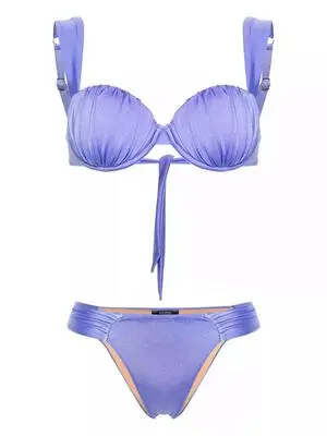 NOIRE SWIMWEAR Ruched Balconette Bikini Set Blue