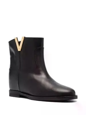 VIA ROMA 15 Logo-detail Leather Ankle Boots