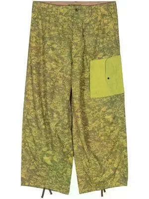 TEN C Camouflage Print Wide-leg Trousers - Green